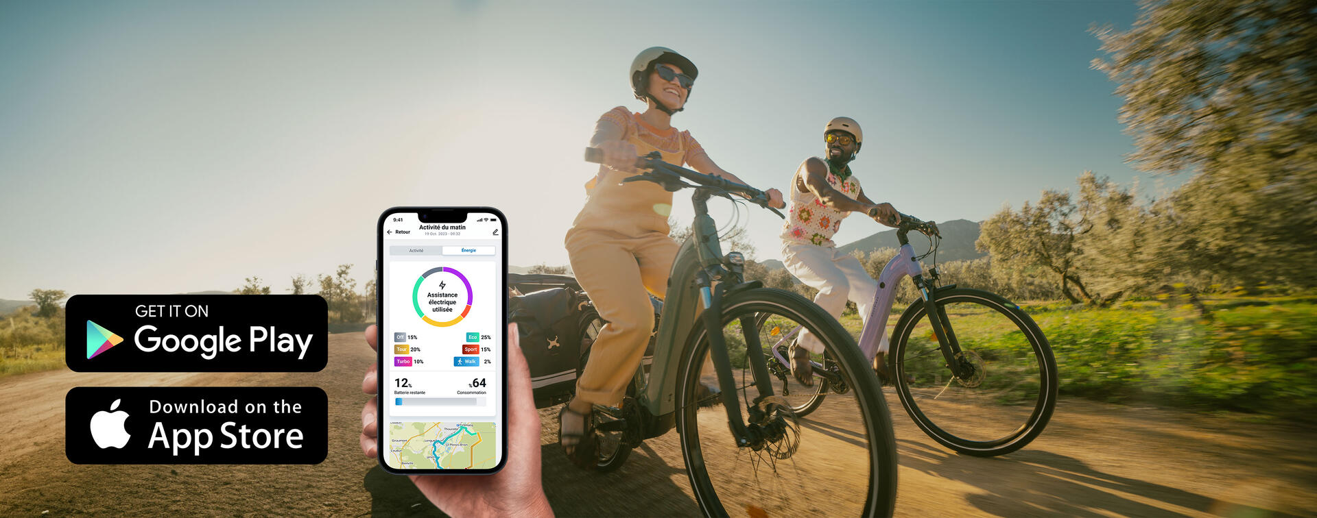 Vélo tout chemin électrique à moteur central et cadre haut, E-ACTV 500 vert ROCKRIDER - Decathlon